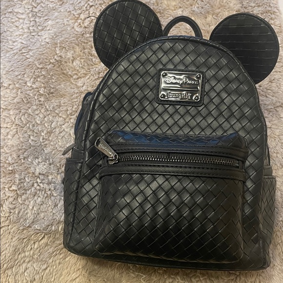 Loungefly | Bags | Loungefly Black Woven Backpack With Ears | Poshmark